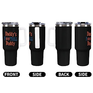 Daddy's Football Buddy 40oz Water Bottle Double Wall Insulated Tumbler with Handle Leakproof Travel Mug White-style