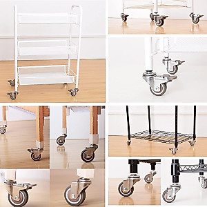 NERILEE 2 Inch Rubber Caster Wheel Set of 4(2 with Brakes & 2 Without) with 5/16" x 1-1/2" (8 x 38mm) Stem Sockets, for Furniture Crib Trolley Dining Car Casters