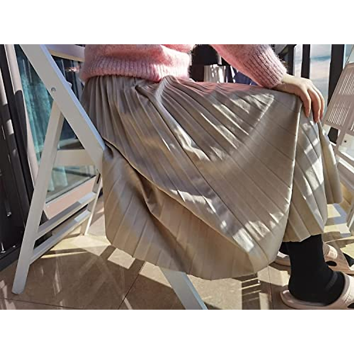 Set of 4 Folding Wood Chairs Slatted Wooden Slatted Seat for Indoor & Outdoor Dining Room Kitchen Balcony Wedding Occasion Events - White Wood