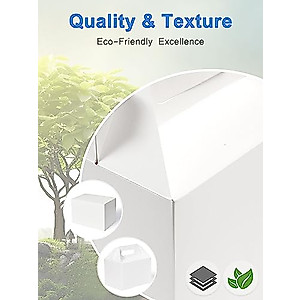 Shallive 25 Pcs Large Treat Boxes 9x6x6 Inch White Gable Gift Boxes with Handle Kraft Lunch Boxes Recycled Paper Gift Bags Take Out Cookie Boxes Welcome Boxes Candy Bags For Wedding Birthday Party Supplies