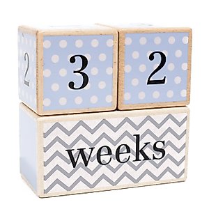Solid Wood Milestone Age Blocks in Blue. Baby Age Photo Blocks and Photo Props…