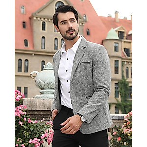 Men's Suit Jacket One Button Slim Fit Sport Coat Business Daily Blazer Large Z/Grey