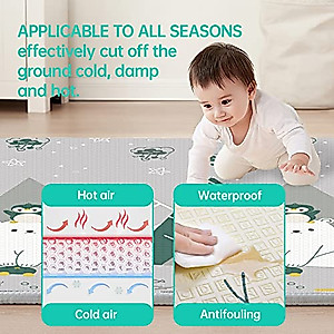 Anayima 71" X 79" X 0.4" Baby Play Mat for Floor Extra Large Foam Play Mat for Baby Foldable Reversable Waterproof Gym Activity Crawling Mat for Babies Toddlers Kids Indoor Outdoor Use