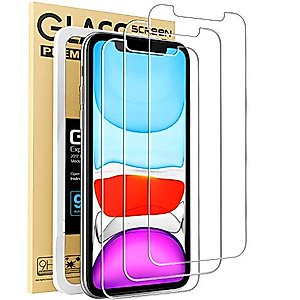 Mkeke Compatible with iPhone 11 Screen Protector for iPhone XR Screen Protector, Tempered Glass Film for Apple iPhone 11 and iPhone XR, 3-Pack Clear