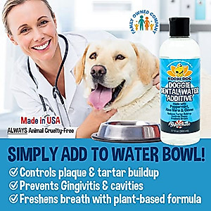 New Premium Dog Breath Freshener Water Additive for Dental Care | Supports Healthy Teeth and Gums | Best for Bad Breath Treatment, Tartar Remover, Plaque Remover | No Brush Required (17oz)