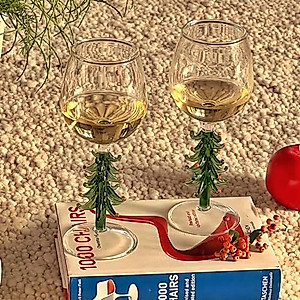 Ywmsfl 3D Drinking Glass Cup With Christmas Tree Figurine Inside Stemless Glass For Wine Water Milk Goblet-Drinking Glass Cup