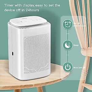 THECOSKY Dehumidifier and Air Purifier Combo,HEPA H13 Filter and Negative Air Ion Function,54oz(1.6L) Water Tank with Drain Hose,24hrs Auto-Off Timer,Idea for Bedroom,Bathroom,Closet,RV