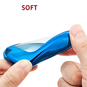 KPPOWER for Dodge Key Fob Cover,Key Fob Case for Dodge Charger Challenger Dart Journey Durango Grand Caravan Smart Premium Soft TPU Dodge Key Case Cover 3/4/5 Button(Blue)