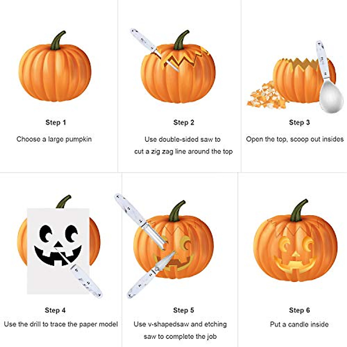 Fancymay Professional Halloween Pumpkin Carving Kit, Heavy Duty Stainless Steel Carving Tools Set for Halloween Decoration, Sturdy Sculpting Jack-O-Lanter Knife Set