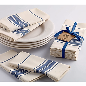 DII 100% Cotton Cloth Napkins, 18x18 Dinner Napkins, for Basic Everyday Use, Banquets, Weddings, Events, or Family Gatherings - Set of 4, Farm Fresh Stripe