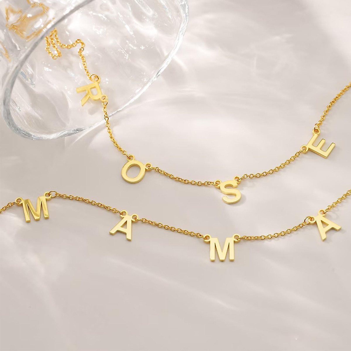 Yopicks Custom Initial Necklace, Personalized Name Necklaces for Women 14K Gold Plated Letter Necklace Name Necklace Mama Necklace | Graduation Gifts Birthday Gifts for Women