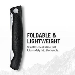 Victorinox Swiss Classic Foldable Paring Knife, Wavy Edge Black 4.3 in