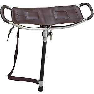 Haza NYC Adjustable Antique Brown Shooting Stick | Very Durable Heavy Duty Big Size Leather Seat Folding Chairs | Polo Fishing Golf Seat Stick | Lightweight Hiking Walking Sticks