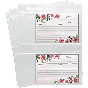 Toucan Craft Supplies Recipe Card Protectors, Refill Sheets for 3 Ring Binders, Recipe Book Pocket Page Sheet Protectors, Holds 4 x 6-inch pockets, 4 Cards Per Sheet, Clear 50 Pack