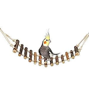 Allazone 14 PCS Bird Parrot Toys, Bird Perch Toys Hanging Bell Pet Bird Cage Hammock Swing Toy Wooden Chewing Toy for Conures, Love Birds, Small Parakeets Cockatiels, Macaws