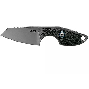 MKM Maniago Knife Makers MIKRO 2 Sheepsfoot Fixed Blade Neck Knife and EDC Tool - M390 Super Steel, Full Tang, Designed by Jesper Voxnaes, Made in Italy (Carbon Fiber)