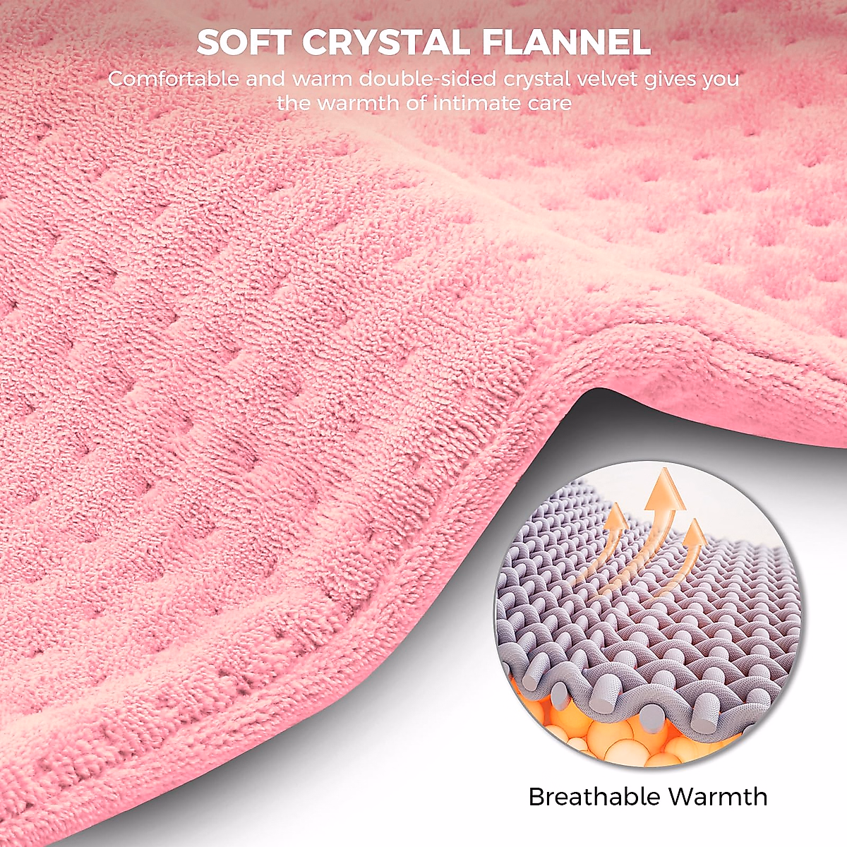 NOWWISH Heating Pad for Back Pain & Cramps Relief, XXL Extra Large Moist Heat Electric Heating Pads with Auto Shut Off, Gifts for Women, 17 ''x 33'', Pink, 17''x33'', (FY-HW1836)