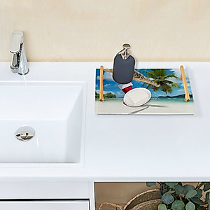 Christmas Sock on Palm Tree Bathroom Vanity Tray for Countertop Decorative Trays with Handles Acrylic Hand Towel Tray for Living Room Kitchen Dresser Tops Home Decor