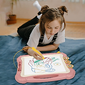 LZZAPJ Magnetic Drawing Board, Large Color Etch A Magnet Sketch Doodle for Toddlers, Learning Painting Writing Pad, Best Birthday Easter Gifts Toy for Kids Boys or Girls 3 4 5 6 7 Years Old (Pink)