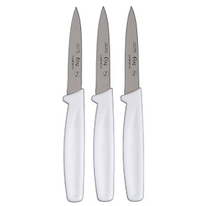 Paring Knives Set Of 3 White Handle 3.25 inch Paring Dishwasher Safe Fruit Choice Pairing Knife, Small Piece Kitchen knive pack sharp professional pairing knive pack, kiwi knife, mini