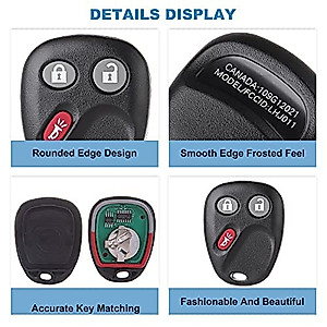 ECCPP Replacement for Keyless Entry Remote Key Fob for Cadillac Escalade for Hummer H2 for Pontiac Torrent for Saturn Vue for GMC Sierra Yukon Series LHJ011 (Pack of 1)