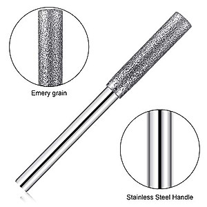 Honoson 30 Pieces Chainsaw Sharpener Stone Burr Grinding Stone File with a Storage Box, Polishing Grinding Tool Grinding Bits, 5/32 Inch/ 4 mm (Silver)