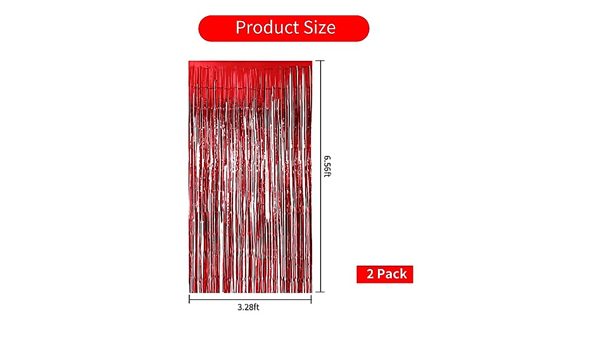 BEISHIDA Red Foil Fringe Curtains for Stunning Party Decor