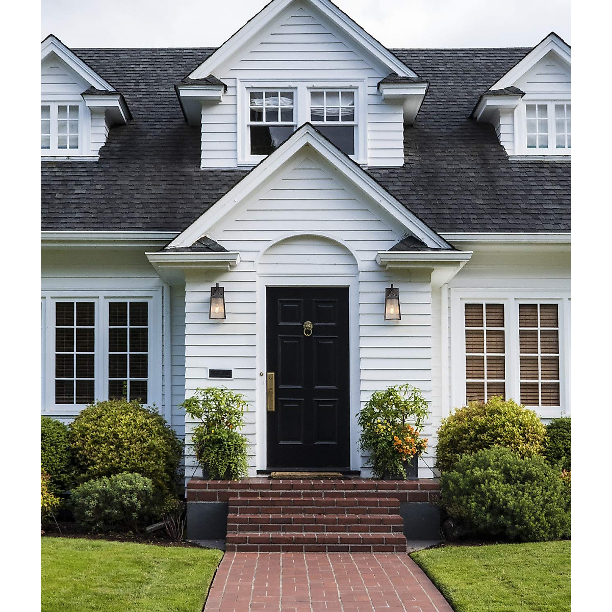 KSANA Outdoor Light Fixtures Wall Mount, Rust-Proof Metal Exterior Light Fixture with Seeded Glass, Outdoor House Lights for Porch, Patio, Doorway, Garden, Yard, Garage, Black Finish