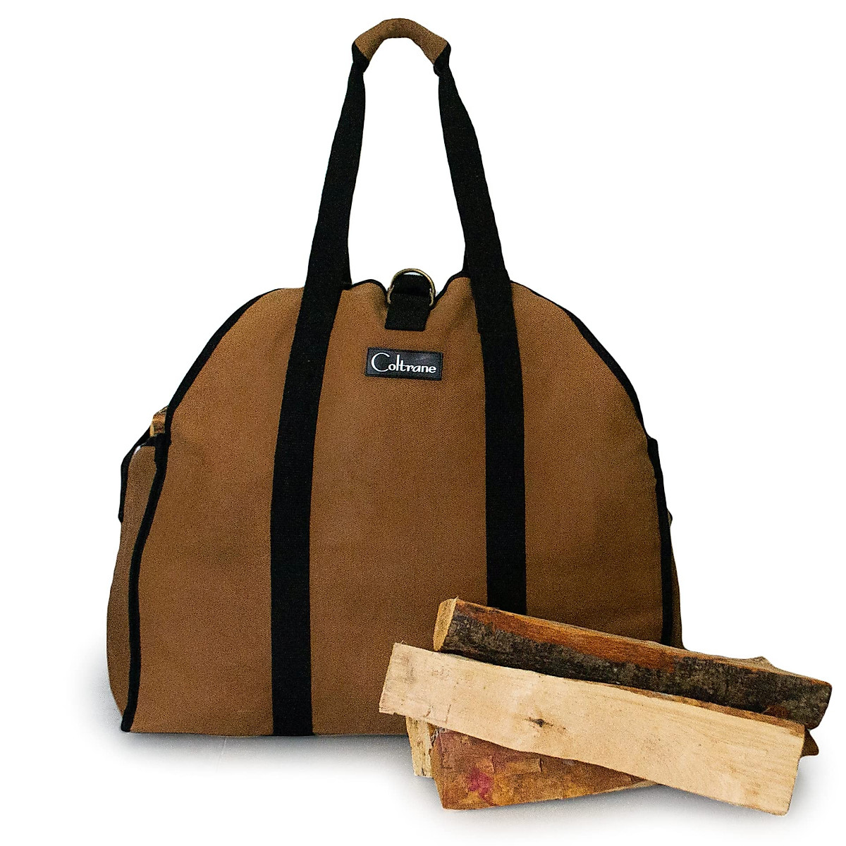 PsinzmkFirewood Carrier Heavy Duty Firewood Holder Utility Tote Log Holder Premium Waxed Canvas Firewood Tote Fireplace Accessories Wood Basket for Fire Logs Canvas Firewood Carrier Log