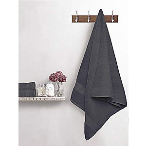 GLAMBURG Ultra Soft 8-Piece Towel Set - 100% Pure Ringspun Cotton, Contains 2 Oversized Bath Towels 27x54, 2 Hand Towels 16x28, 4 Wash Cloths 13x13 - Ideal for Everyday use, Hotel & Spa -Charcoal Grey