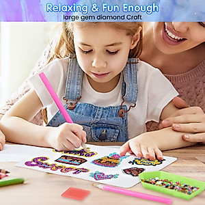 Zonon 36 Pieces Diamond Stickers, Gem Diamond Art Stickers Kits for Kids Create Your Own Painting Craft Cute DIY Diamond Craft Kit for Girls Boys