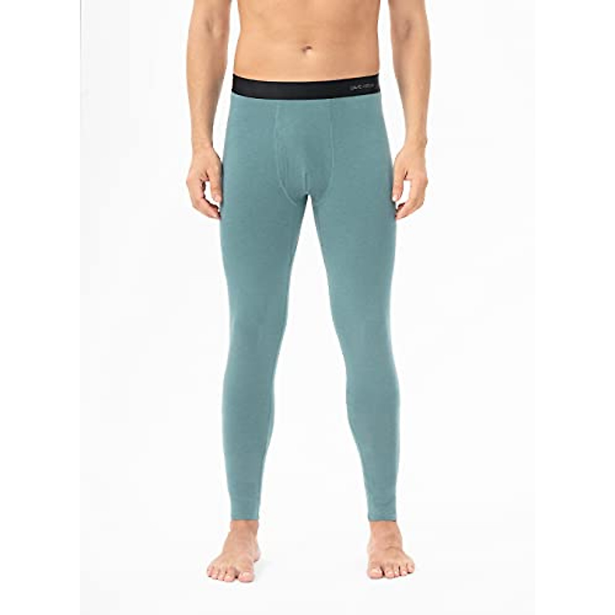 DAVID ARCHY Men's Soft Thermal Underwear Rayon-Acrylic Blend Fiber Thermal Bottoms Warm Base Layers Pants (L, Dark Gray/DA Blue)