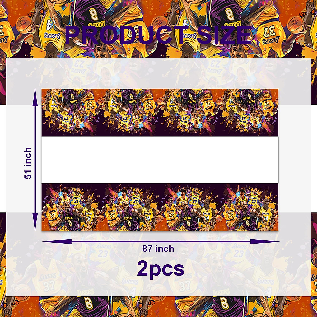 Chuntianli 2pcs Lakers Tablecloth Disposable Tablecover Birthday Party Supplies and Decorations for Kid Boy Baby Shower Rectangle Tables 70"X42",2 Pack
