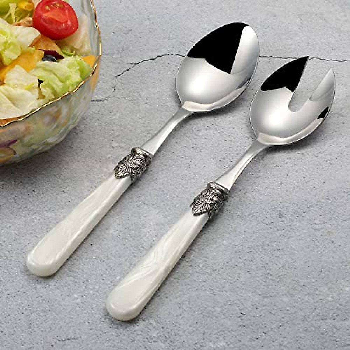 CATHYLIN Salad Servers Stainless Steel Salad Serving Set Salad Fork and Spoon