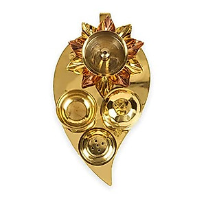 Tarini Gallery Brass Pooja Indian Antique Décor for Home Entrance Temple Festival Diwali Decoration and Gifting (Pooja Platter)