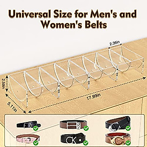 Belt Organizer, OFFSIR Belt Rack Storage Holder 8 Packs Acrylic Clear Display Case Container with Magnet, Detachable Belt Organizer for Closet Drawer Men& Women Belts Tie Bow Tie