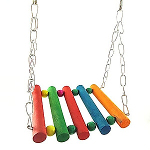 5 Pieces Birds Toys, Cages Decorative Accessories, Hanging Hammock Bell Swing Chewing Toys for Parrots, Small Parakeet, Parakeet, Conure, Cockatiel, Love Birds, Mynah