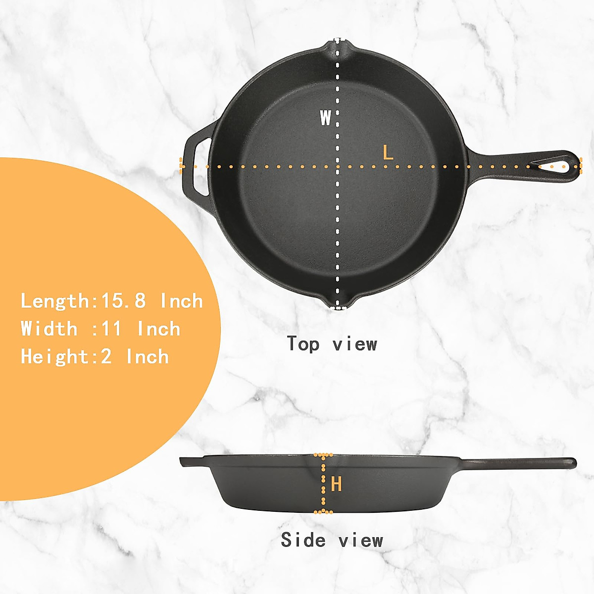 GreatChef Cast Iron Skillet, 10.25 Inch Pre-Seasoned Frying Pan with Silicone Hot Handle Holder - Versatile for Oven, All Stovetop, Grill, Campfire - Searing, Sautéing, Broiling, Frying