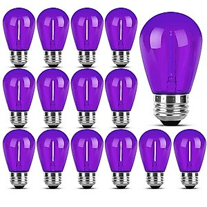 LRSUEYSKIN S14 Purple LED Bulbs 1W S14 LED Bulb Shatterproof Plastic Outdoor Indoor Filament Replacement Bulbs E26 Base Decorative LED String Light Bulbs for Party Home Wedding Halloween (Purple)