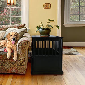 Casual Home Wooden Large Pet Crate, End Table, (Black, 24"W x 36.5"D x 29.25"H)