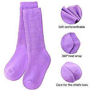 Auranso Girl Knee High Cotton Socks 9 Pairs Girls Long Crew Socks Color D 3-5T