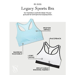 Victoria's Secret Player Medium Impact Sports Bra, Racerback Bras for Women, Black (M)