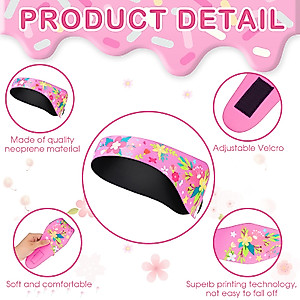 HESTYA Swimming Headband for Kids, 4 Pieces Adjustable Neoprene Swim Band Ear Protection, Cute Cartoon Head Ear Bands (Swan, Flamingo, Flower, Unicorn)