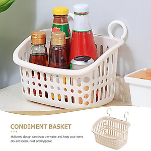 Cabilock 2Pcs Hangable Storage Basket Wall Hanging Baskets for Storage Towel Storage Plastic Hanging organizing Basket Bathroom Hanging Basket Toiletry Organizer with Hook Silk Screen pp