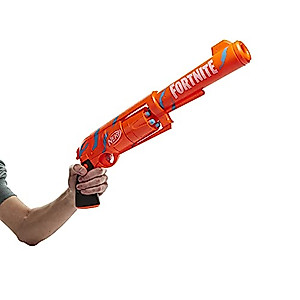 NERF Fortnite 6-SH Dart Blaster - Camo Pulse Wrap, Hammer Action Priming, 6-Dart Rotating Drum, Includes 6 Official Elite Darts