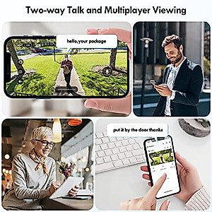 Viseefocu Solar Security Cameras Wireless Outdoor for Home Security, Two Spotlights and 1080P Color Night Vision Battery Powered Camera with 2.4GHz WiFi, PIR, Two-Way Talk, IP66 Waterproof, Cloud/SD