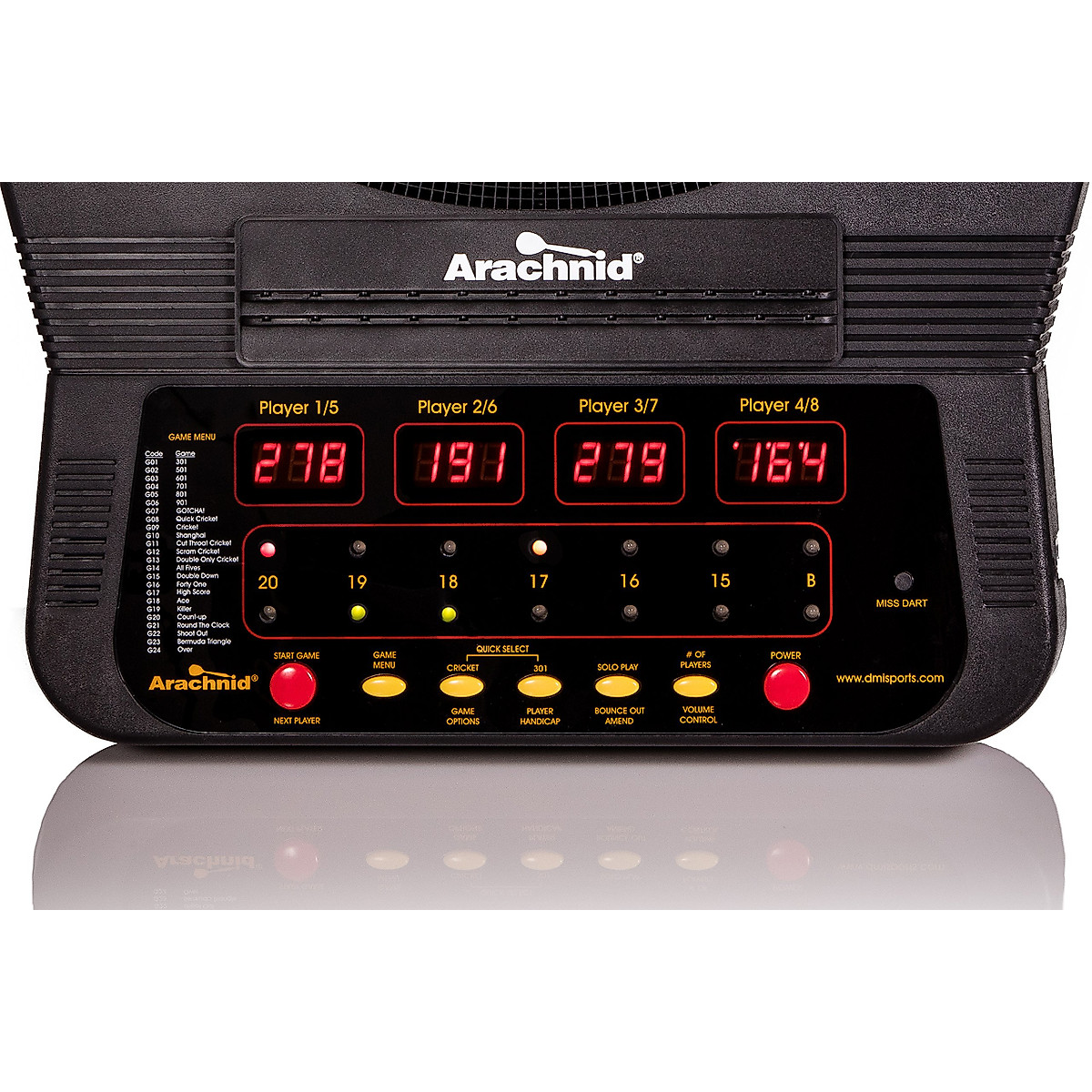 Arachnid Cricket Pro 650 Electronic Dartboard with Micro-Thin Dividers - Available with Optional Wood Dartboard Cabinet