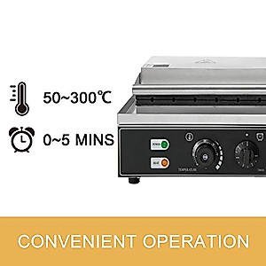VBENLEM Commercial Rectangle Waffle Maker 10pcs Nonstick Electric Waffle Maker Machine Stainless Steel 110V Temperature and Time Control Heart Belgian Waffle Maker Suitable for Restaurant Snack Bar