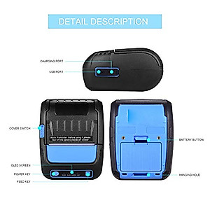 VIBY Portable 58mm Thermal Receipt Printer Handheld Barcode Printer USB BT Connection