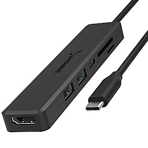 SABRENT Multi-Port USB Type-C Hub with 4K HDMI | Power Delivery (60 Watts) | 1 USB 3.0 Port | 1 USB 2.0 Port | SD/microSD Card Reader (HB-TC6C)
